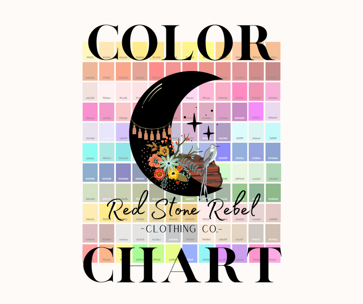 Color Chart - DTF Transfers – Red Stone Rebel Clothing Co.